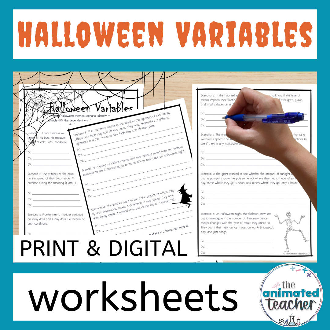 Spooky Scientific Variables Worksheet Halloween Theme